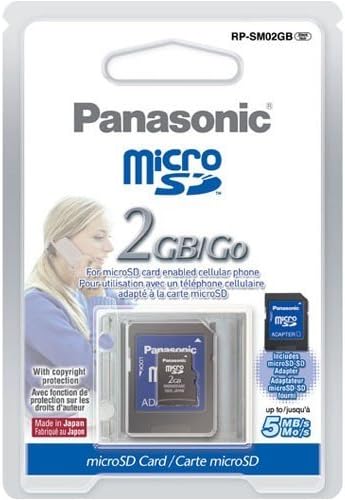 Panasonic RP-SM02GBU1K 2GB Micro SD Memory Card with MicroSD-SD Adapter ...