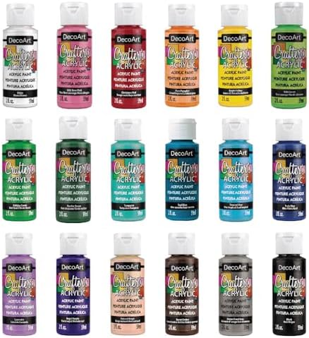 Amazon.com: DecoArt Crafter’s Acrylic Paint Set, 18 (2 fl oz/59 ml ...