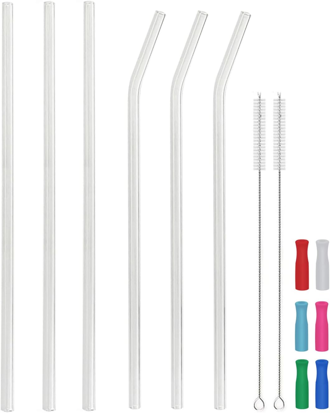 Amazon.com: Reusable Long Glass Straws, 12 inch x 8mm Extra Long Glass ...