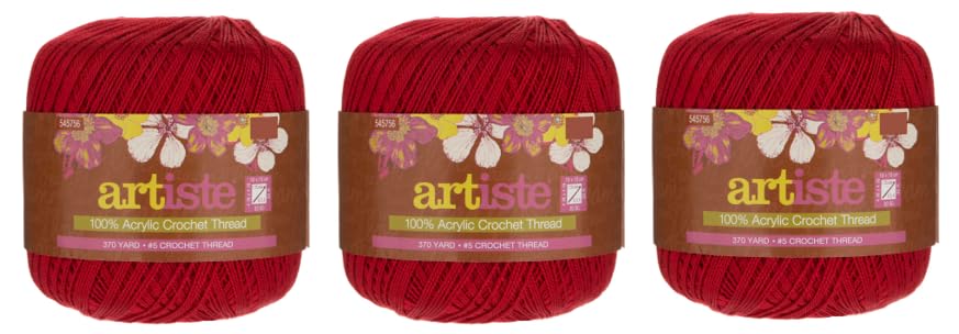 Amazon.com: Hobby Lobby Cherry Red Artiste Acrylic Crochet Thread(Set of 3)
