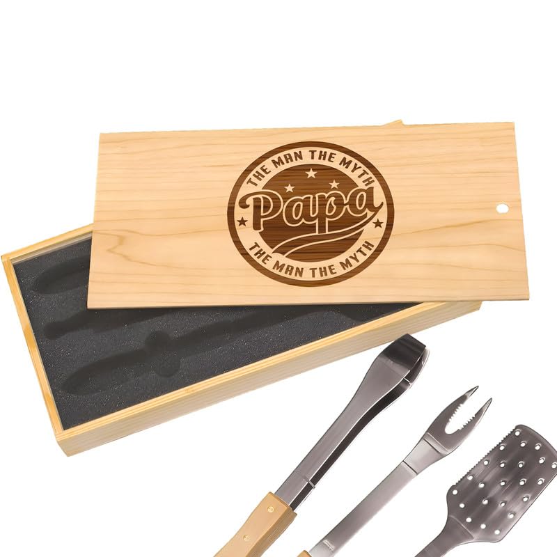 Amazon.com: The Man The Myth Papa Badge Design BBQ Tool Set: Premium ...