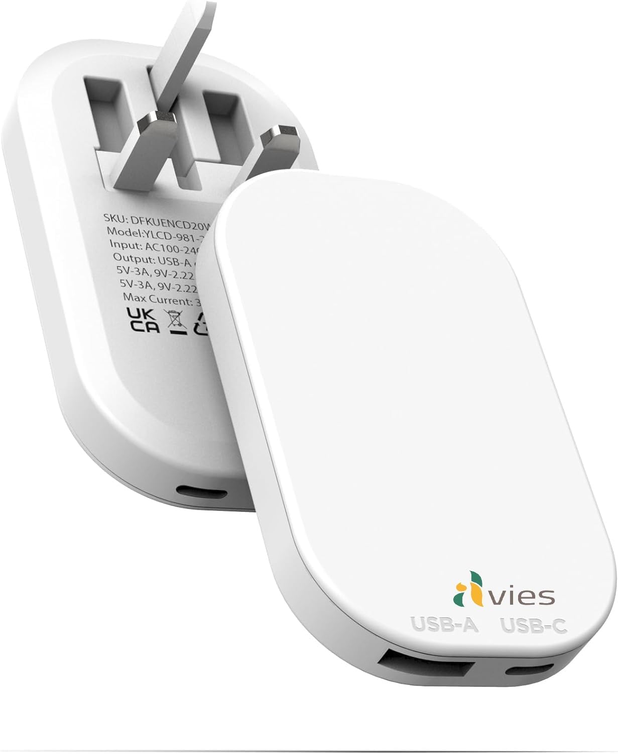 20W Ultra Slim USB-C PD & QC 3.0 Fast Charger Folding UK Plug | Travel ...