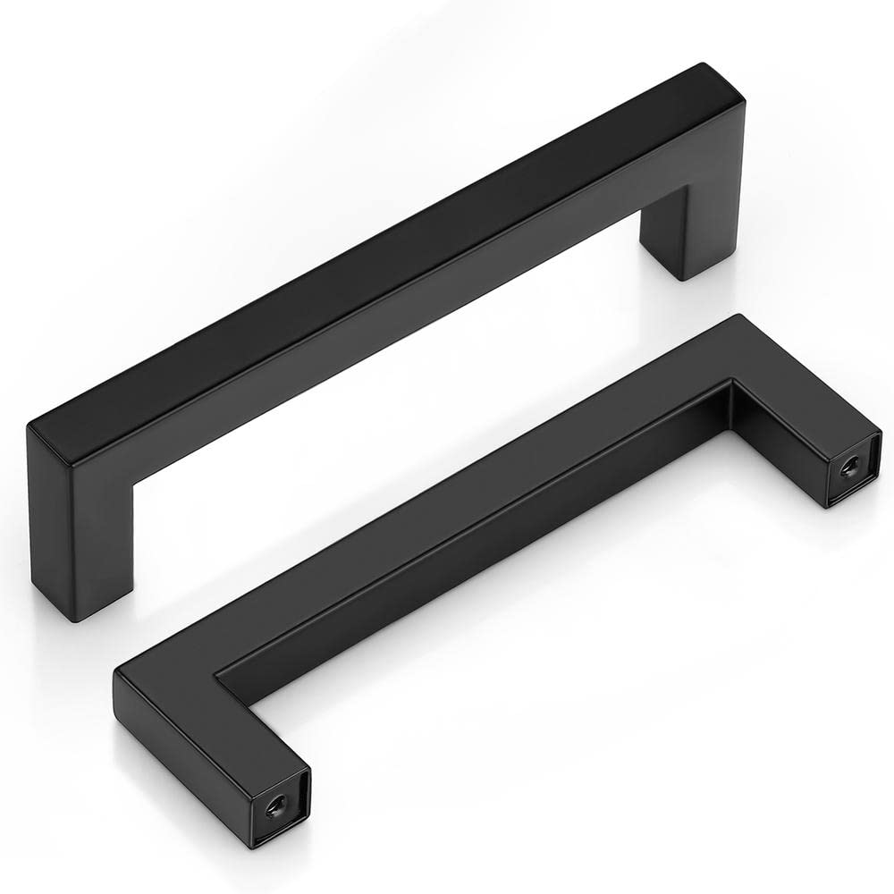 Snapklik.com : Square Bar Cabinet Pulls Black Kitchen Drawer Handles 5 ...