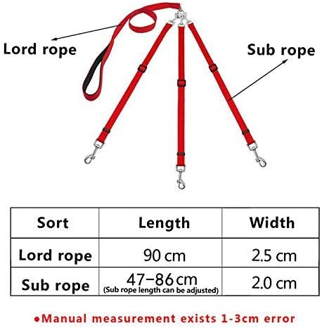 3 Way Dog Leash Heavy Duty Nylon Adjustable Coupler No Tangle ...