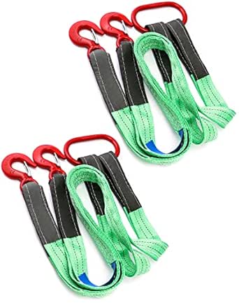 QWORK 2 Pack Two Leg Bridle Web Sling, 5Ft 6613lb Capacity Steel Sling ...