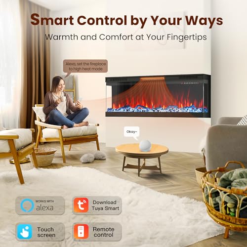 ALPACA 60'' 3 Sided Smart WiFi Electric Fireplace Wall Mounted and ...