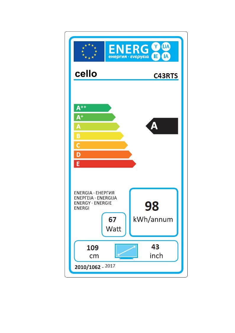 Cello Y22ZBVD0234 43 inch Full HD LED TV, Built-in Freeview HD, Made in ...