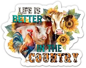 Amazon.com - Life is Better in The Country Stickers - 2 Pack of 3 ...