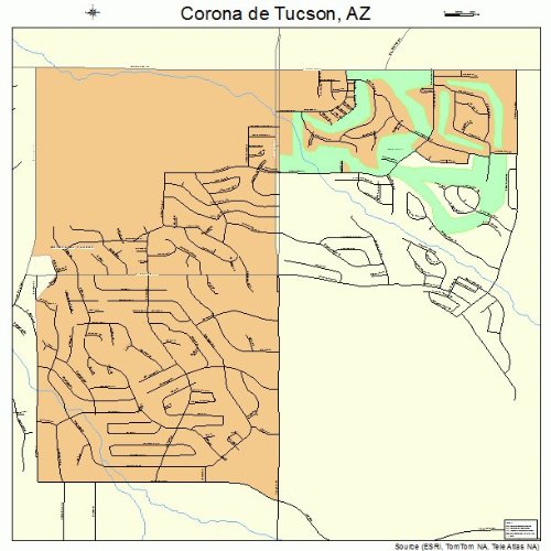 Large Street & Road Map of Corona de Tucson, Arizona AZ - Printed ...