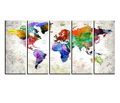 Amazon.com: Large Push Pin World Global Map Wall Art HD Canvas Print ...