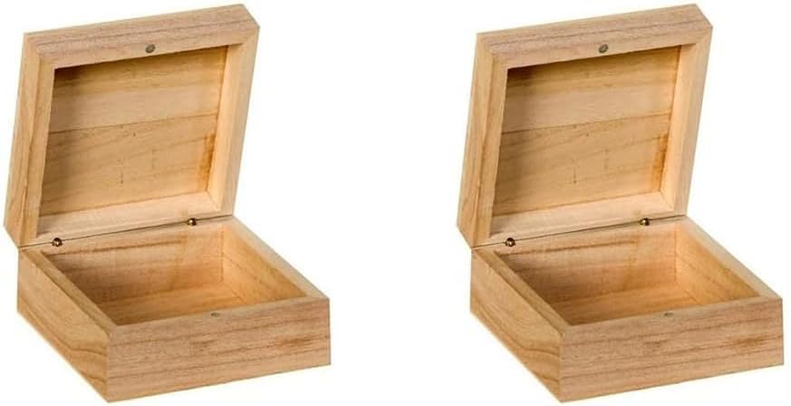 Artemio Square Wooden Box 10 cm, 10 x 10 x 5 cm,Beige (Pack of 2 ...