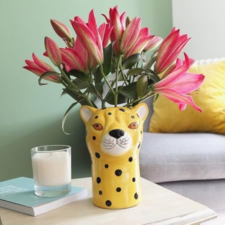 Amazon.com: SparkDazzle Leopard Vase, Animal Face Vase, Decorative ...