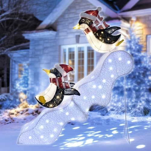 Amazon.com: Outdoor Christmas Decorations Lighted Penguins - HOYECHI ...