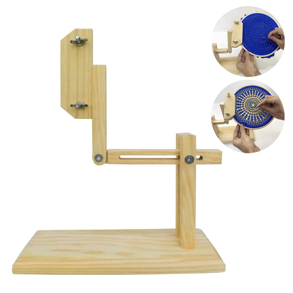 EmbroideryMaterial Lap Adjustable Wooden Embroidery Hoop Stand | 3-Part ...