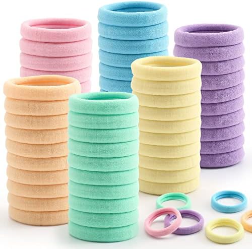 Amazon.com : 100 Pcs Thick Seamless Spring Hair Ties, Ponytail Holders ...