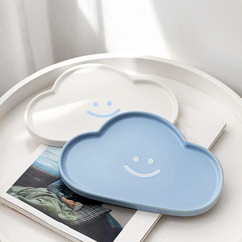 Amazon.com: Ceramic Cloud Shaped Decorative Tray with Smile Face, Cute ...