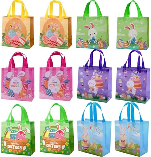 Amazon.com: 12Pack Easter Bags with Handles, Easter Gift Bags for Kids ...
