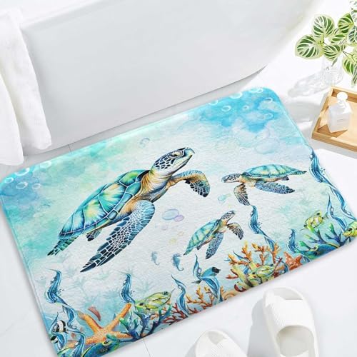 Amazon.com: Turtle Bath Mat Non-Slip Beach Bathroom Rug Cute Turtle ...