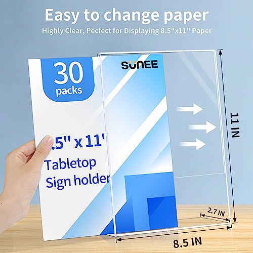 Snapklik.com : SUNEE 30 Packs Clear Plastic Sign Holders For 85x11 Paper