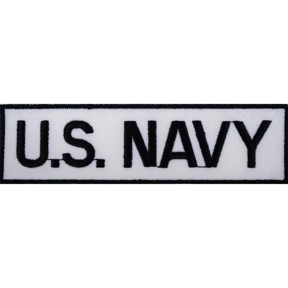 Amazon.com: United States Navy USN Tab Embroidered Sew On Patch White ...