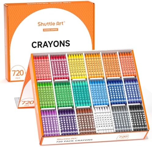 Shuttle Art 720 Pack Crayons Bulk Set, 18 Assorted Colours, Non toxic ...