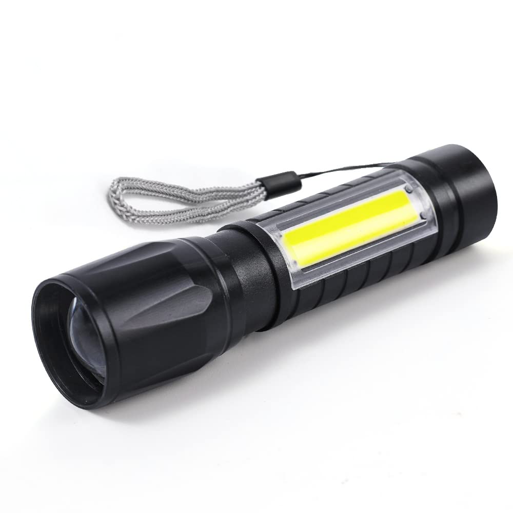 GLUN® Rechargable Mini LED Torch Light Flashlight with COB Light ...