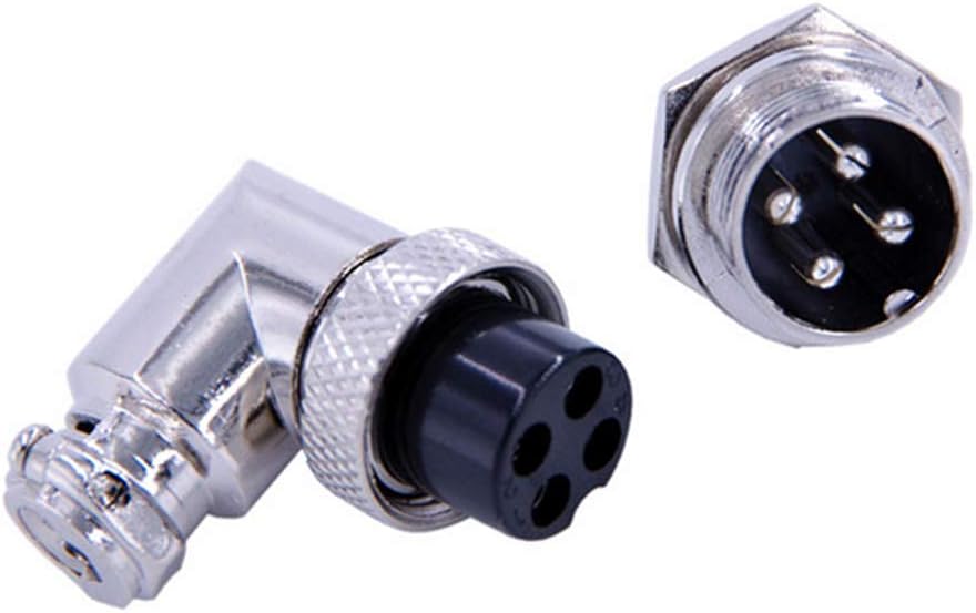 Amazon.com: Elecbee GX16 Right Angle Connector 4 Pin Male Socket and ...