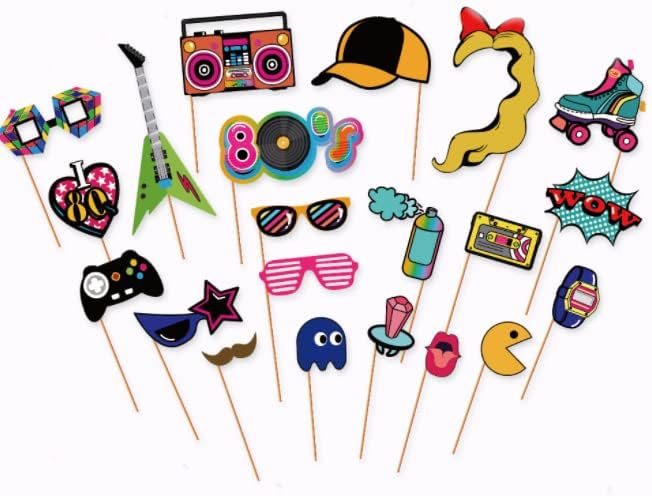 Dusenly 21pcs 80s Party Photo Booth Props Retro Theme 1980s Birthday ...
