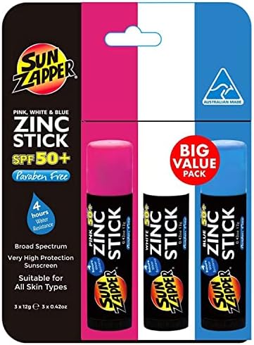 Amazon.com: Sun Zapper Zinc Oxide Mineral Sunscreen Stick (Pink, Blue ...