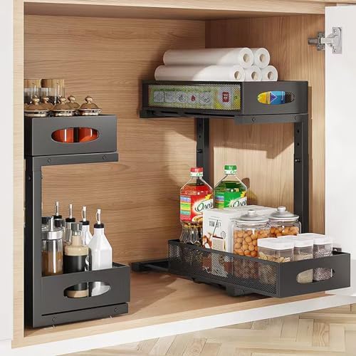Amazon.com - Hariza Under Sink Organizer, 2-Tier Metal Pull Out Cabinet ...