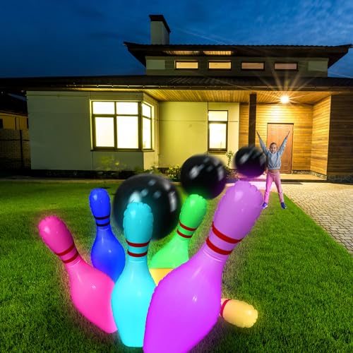 Snapklik.com : Poen 7 Pcs Glow In The Dark Giant Inflatable Bowling Set ...