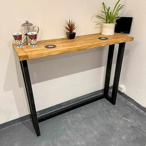 Industrial Style Solid Breakfast Bar Table, Brown and Black, Dark Oak ...