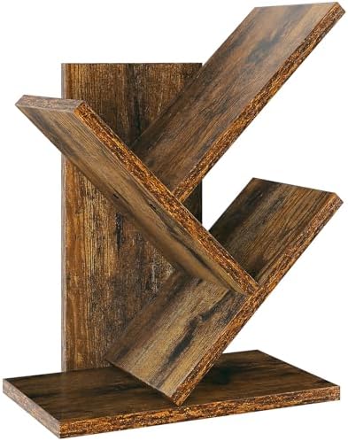 YMYNY 4 Tier Tree Bookshelf, Small Bookcase, Modern Wood Book Storage ...