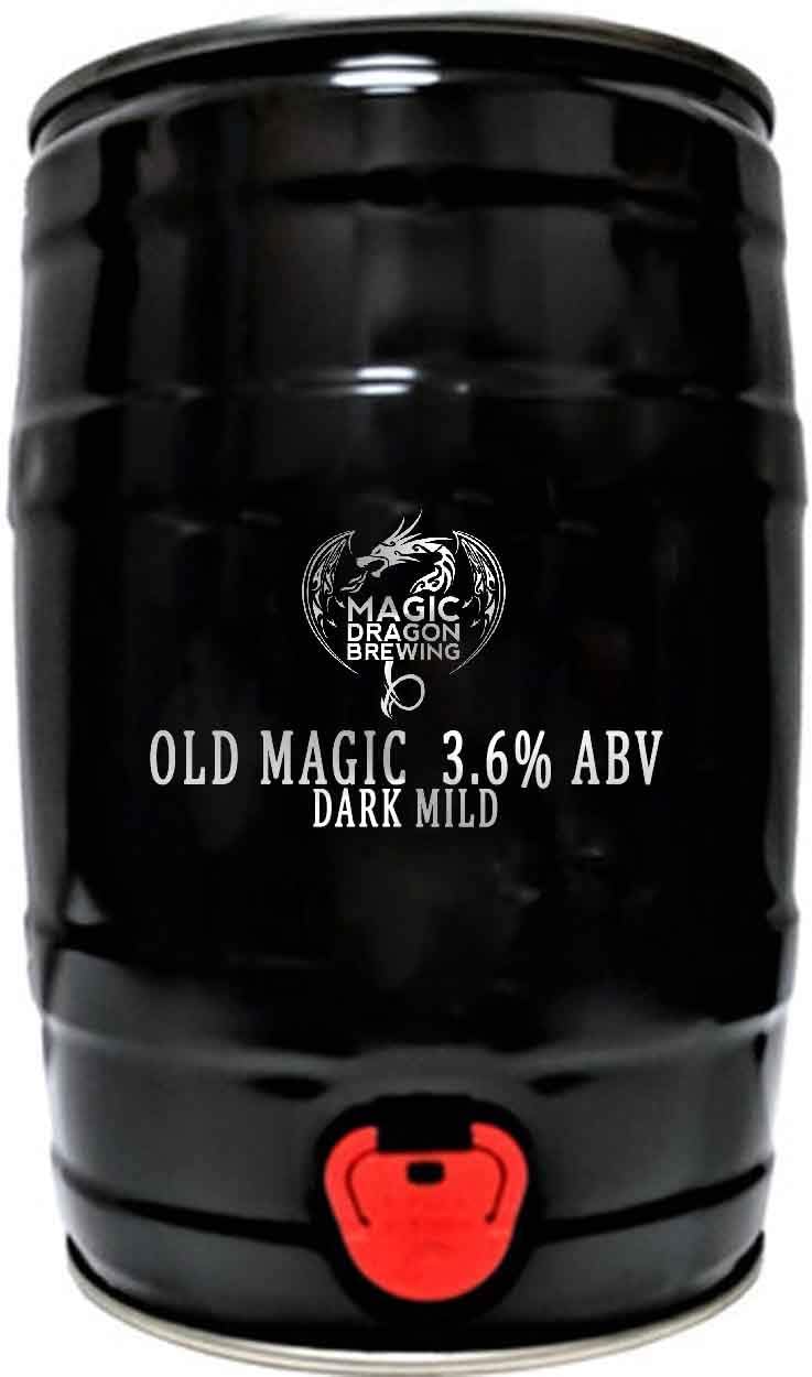 Magic Dragon Brewing 5L cask ale Mini Keg of Old Magic Dark Mild 3.6% ...