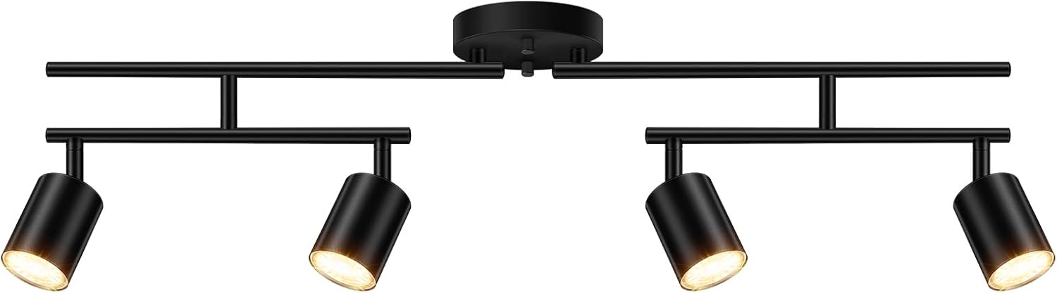 Black Track Lighting Ceiling Fixture, Modern Kitchen Light Fixtures, 4 ...