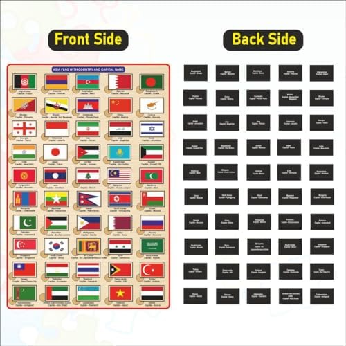 WISSEN Wooden Asia Countries, Capital and Flag Learning Educational ...