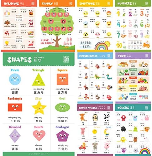 Amazon.com: N/A/ Chinese Learning 10-Poster Set for Kids. Montessori ...
