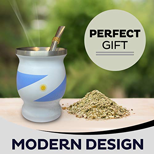 Yerba Mate Natural Gourd/Tea Cup Set Argentinian Flag/Argentina ...