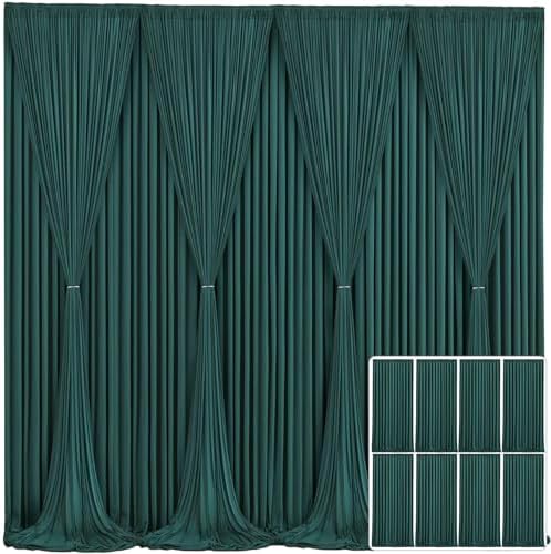 Amazon.com : 8 Panels Hunter Green Backdrop Curtain for Parties Wrinkle ...