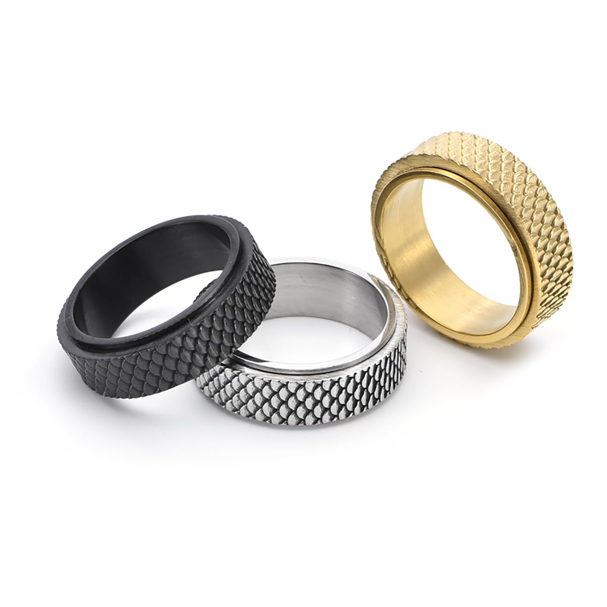 Snapklik.com : Dragon Scale Fidget Ring For Men Cool Stainless Steel ...