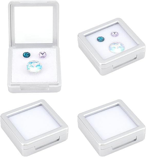 Amazon.com: BENECREAT 4 Pcs Silver Gemstone Display Box, 2.17x2.17x0.69 ...