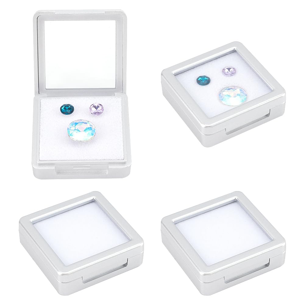 Amazon.com: BENECREAT 4 Pcs Silver Gemstone Display Box, 2.17x2.17x0.69 ...