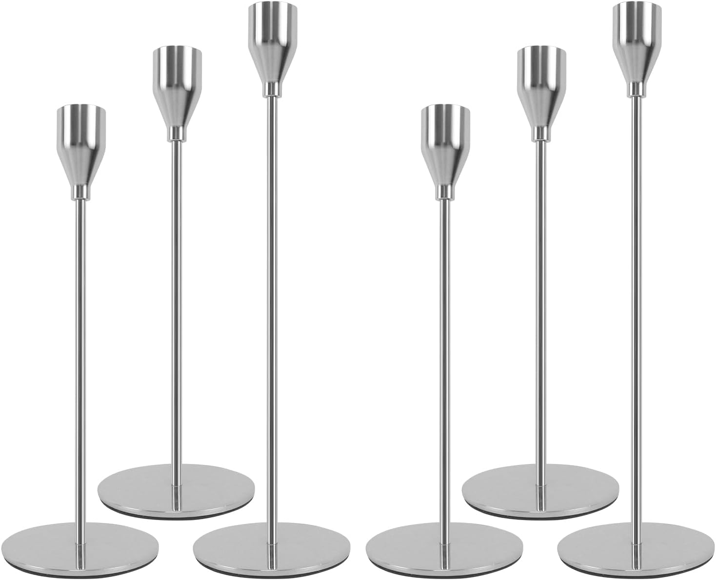 Amazon.com: AUMAYCO Silver Candlestick Holders Set of 6, Metal Taper ...