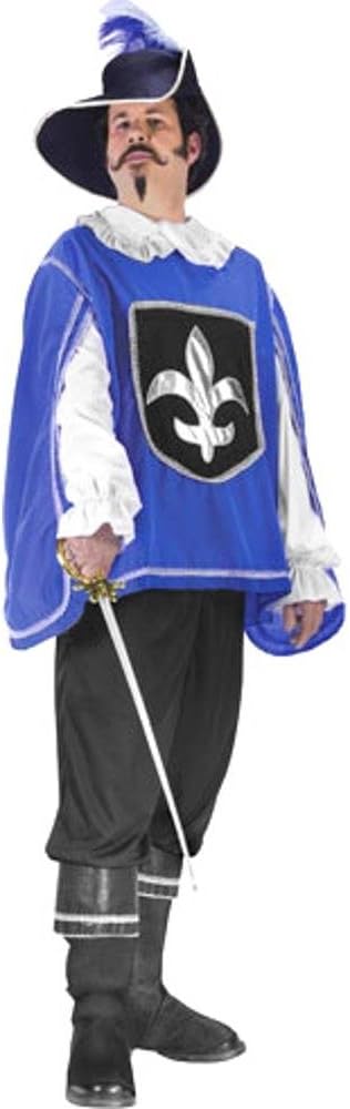 Amazon.com: Men's Blue Musketeer Halloween Costume (One Size ...