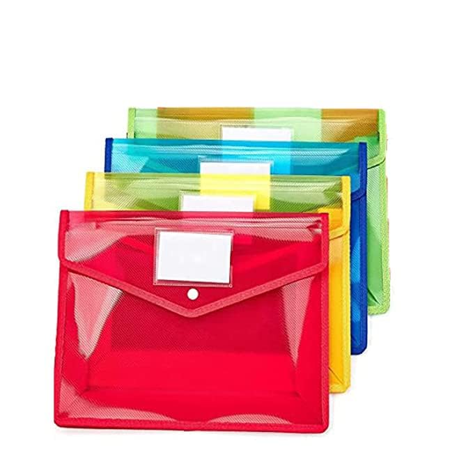 Mrinita Transparent Document Bag - A4 Poly-Plastic File Folder and ...