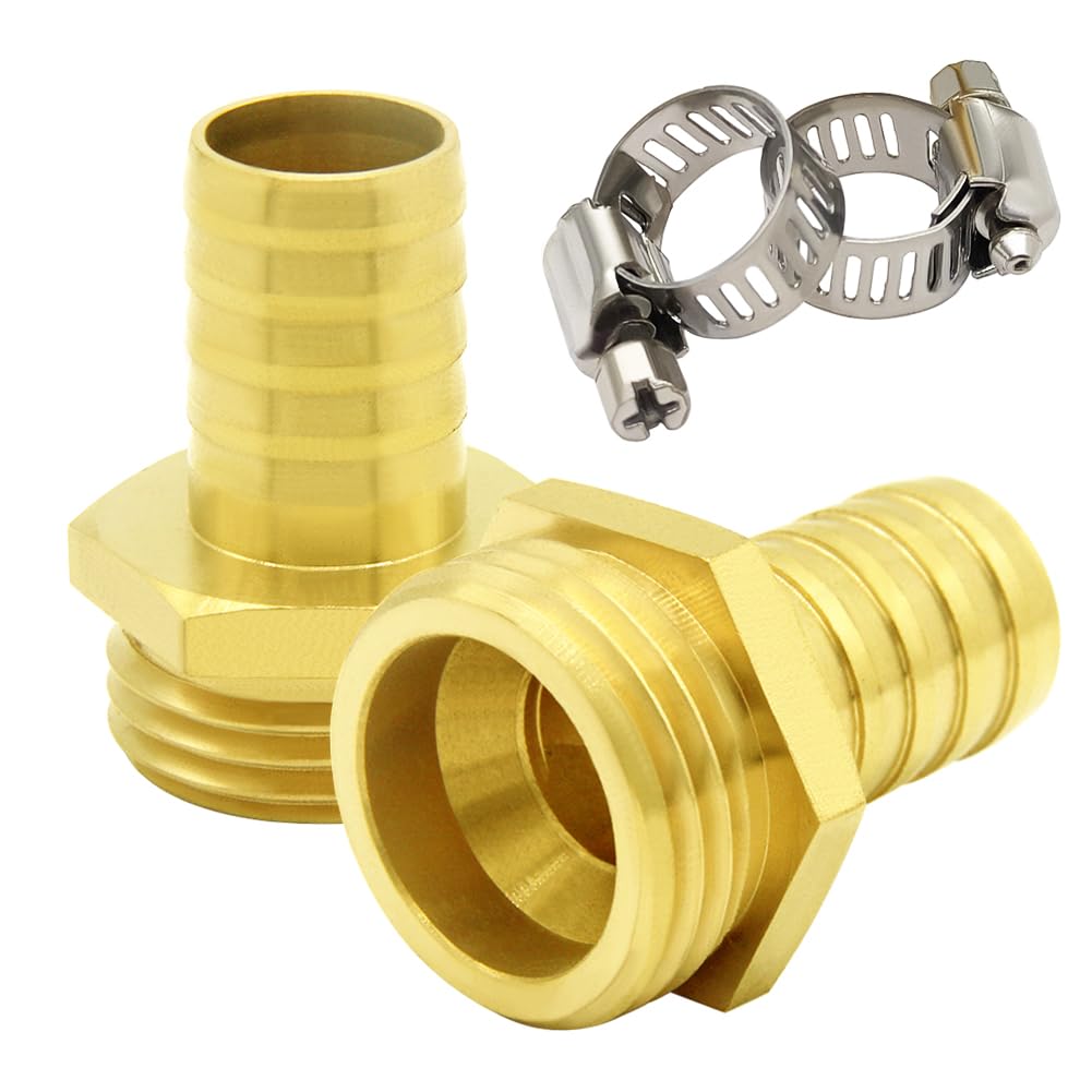 Amazon.com : Hooshing 2PCS Brass Garden Hose Male Adapter 3/4" Barb x 3 ...