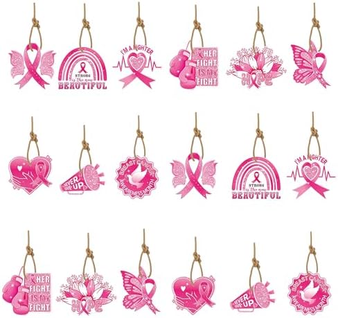 Amazon.com: 18Pcs Breast Cancer Awareness Hanging Ornaments for Tree ...