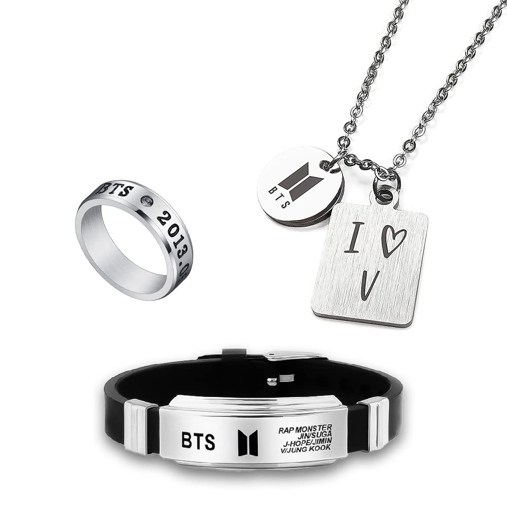 Buy University Trendz Unisex BTS V Fan Combo - Kpop V Pendant Necklace ...