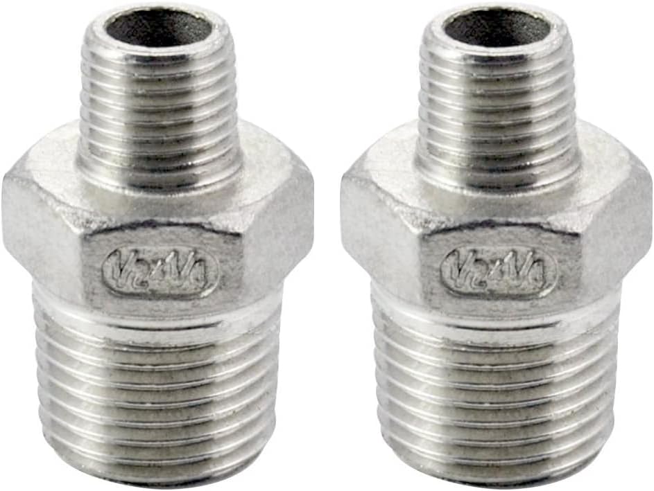 Amazon.com: IYOHHAR 2PCS Hex Nipple,1/2" x 1/4" Male NPT Pipe Fittings ...