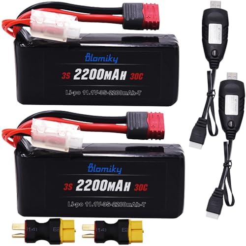 Amazon.com: Blomiky 2 Pack 11.1V 3S 2200mAh 30C Shorty Li-PO ...